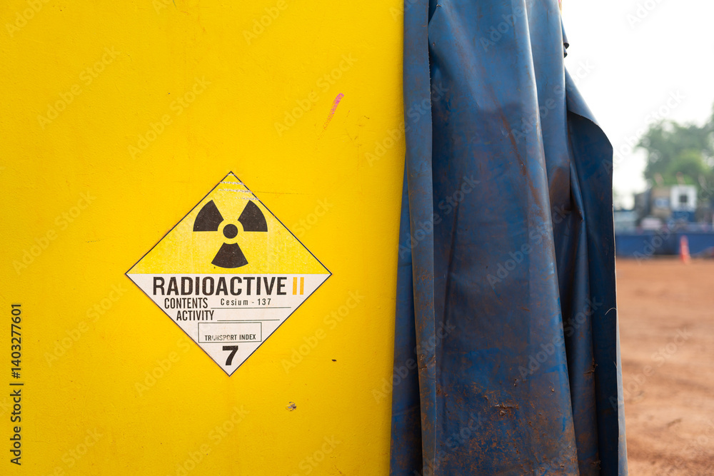Radioactive material containment box with Cesium-37 caution sign ...