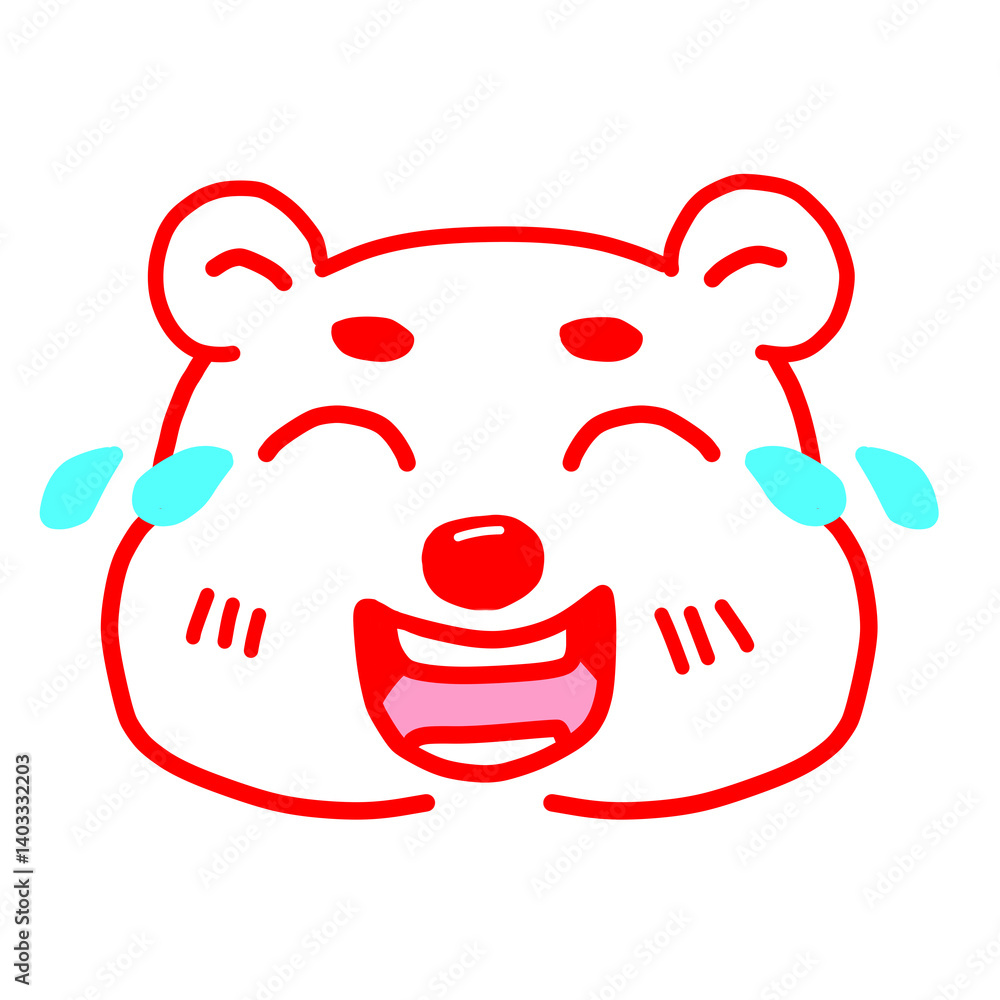 Cute white bear face with emotions drawing, Tired, love, happy ...