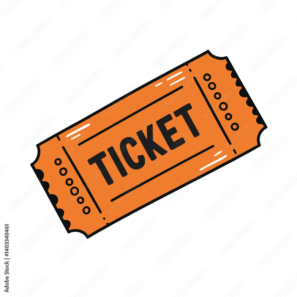 Orange ticket stub illustration with perforated edges and the word ...