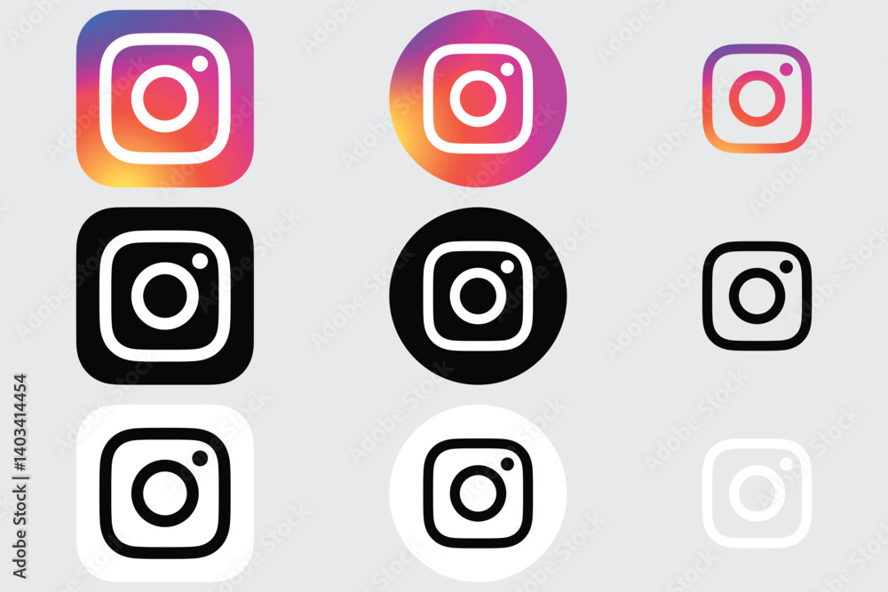 Instagram Logo Icon Set, IG App Bundle Vector, Editable SVG & PNG ...