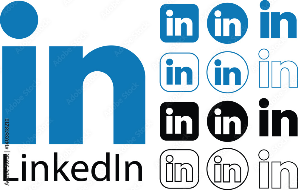Linkedin mobile app icon and logo on transparent background, vector set ...