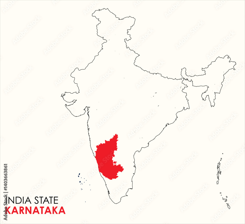 Map of Karnataka, Map of Karnataka with Indian Map, Karnataka state of India Vector Illustration ...