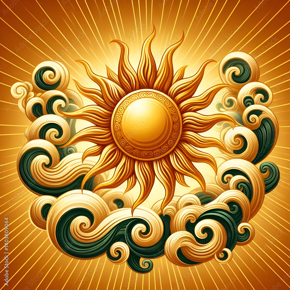 Sun. Aurudu, Sinhala and Tamil New Year Sun, Sri Lanka New Year Stock ...