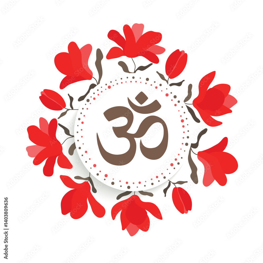 Indian sacred sound Om or Aum. Symbol of the divine triad of Brahma ...