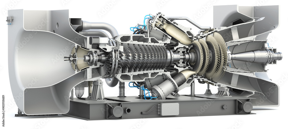 Stock-Illustration „Gas Turbine. Cross section and internal structure ...