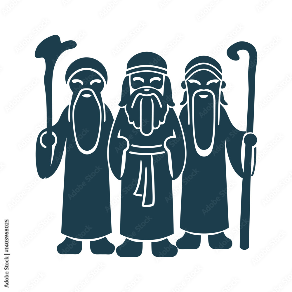 Fu Lu Shou Silhouettes: Chinese Star Deities Vector - Fu Lu Shou Stars ...