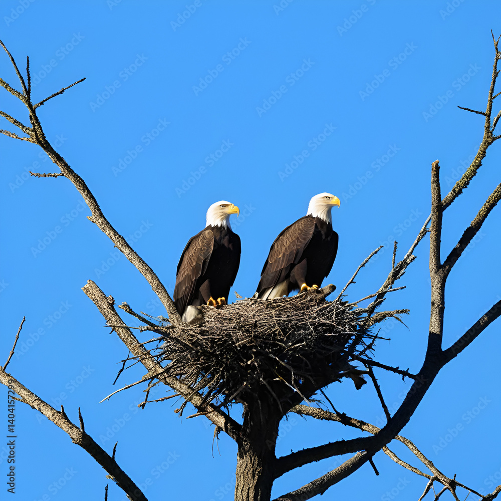 Bald Eagle pair unite for nest building during the winter months ...