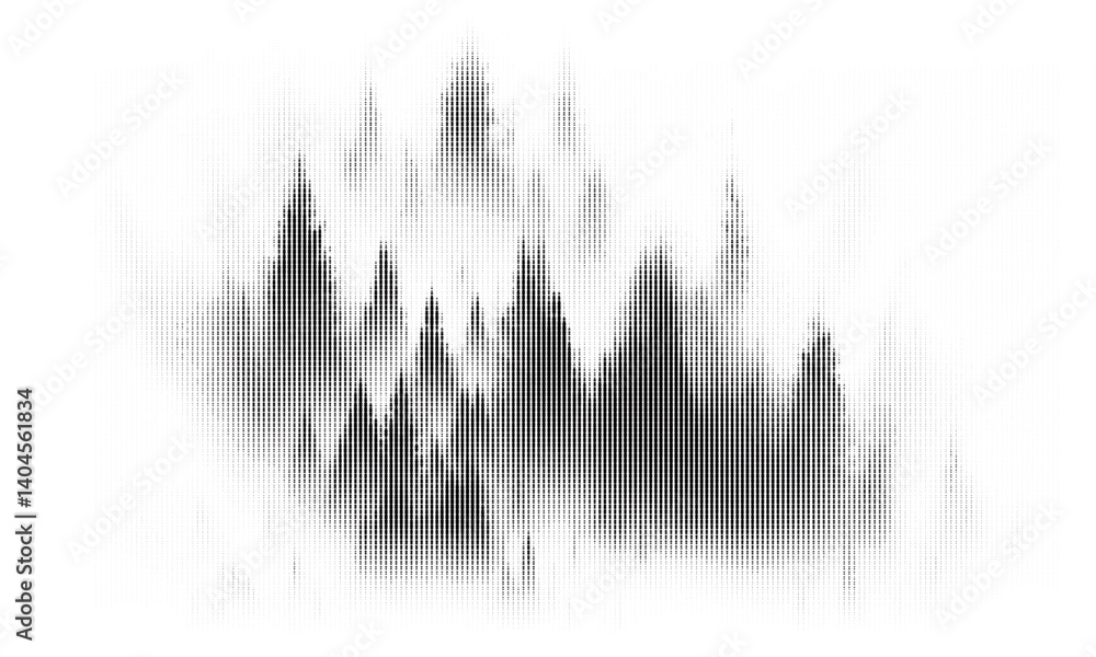 Dotted halftone landscape with trees and hills – screen vector ...