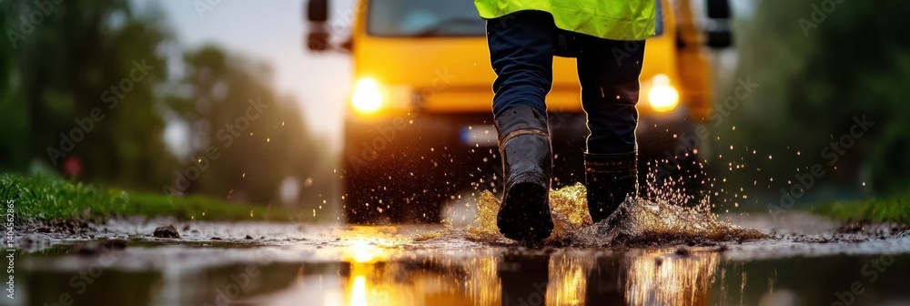 Climate Resilience in Action Urban Emergency Response Worker Navigating ...