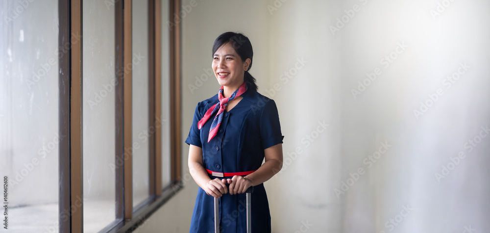 Portrait female Cabin crew or air hostess in airport. Cabin crew, air ...