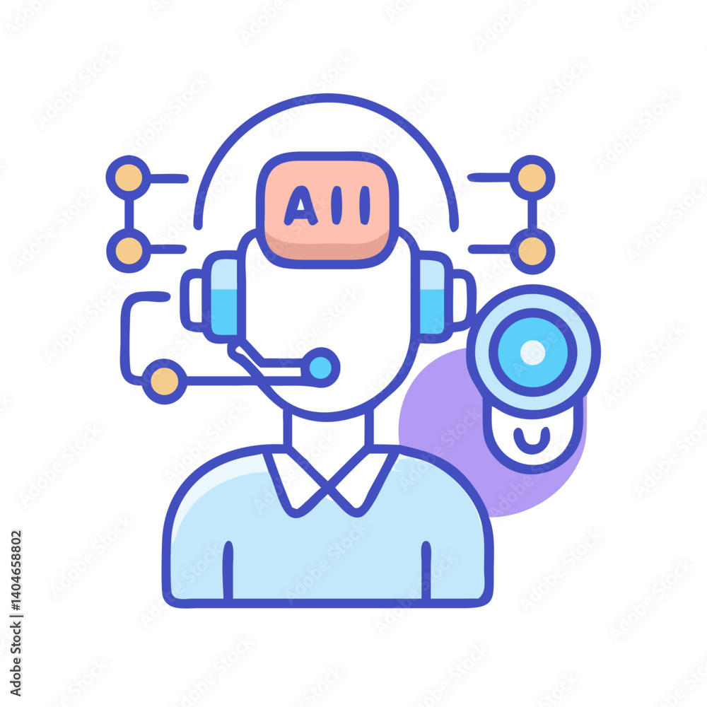 AI Intelligent Agent Agentic AI Icon Set – Cognitive Automation ...