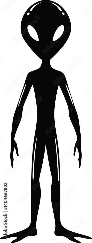 Minimalist Alien Silhouette Vector – Extraterrestrial Humanoid Sci-Fi ...