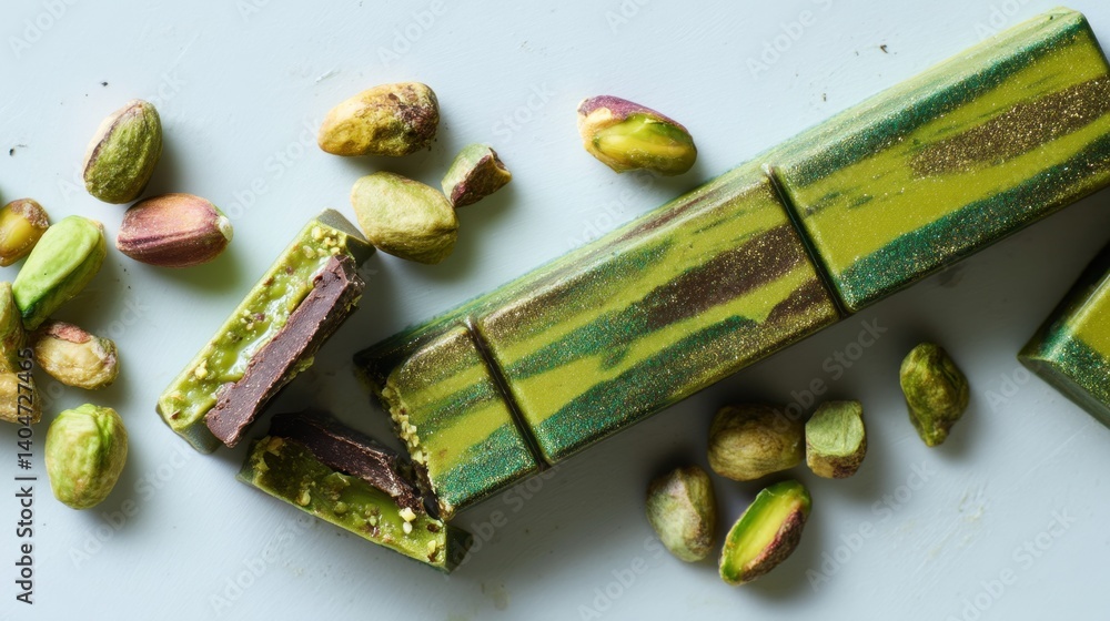 Dubai Chocolate Kunafa Pistachio on white background,Dubai Chocolate ...