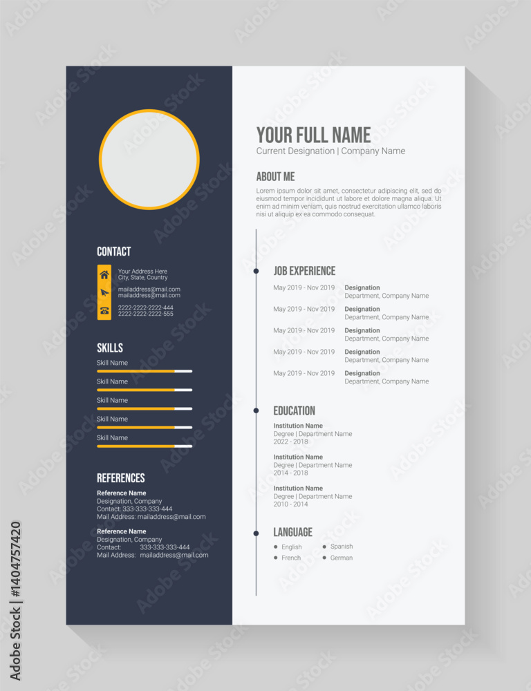 Clean and modern resume portfolio or cv template for candidates ...