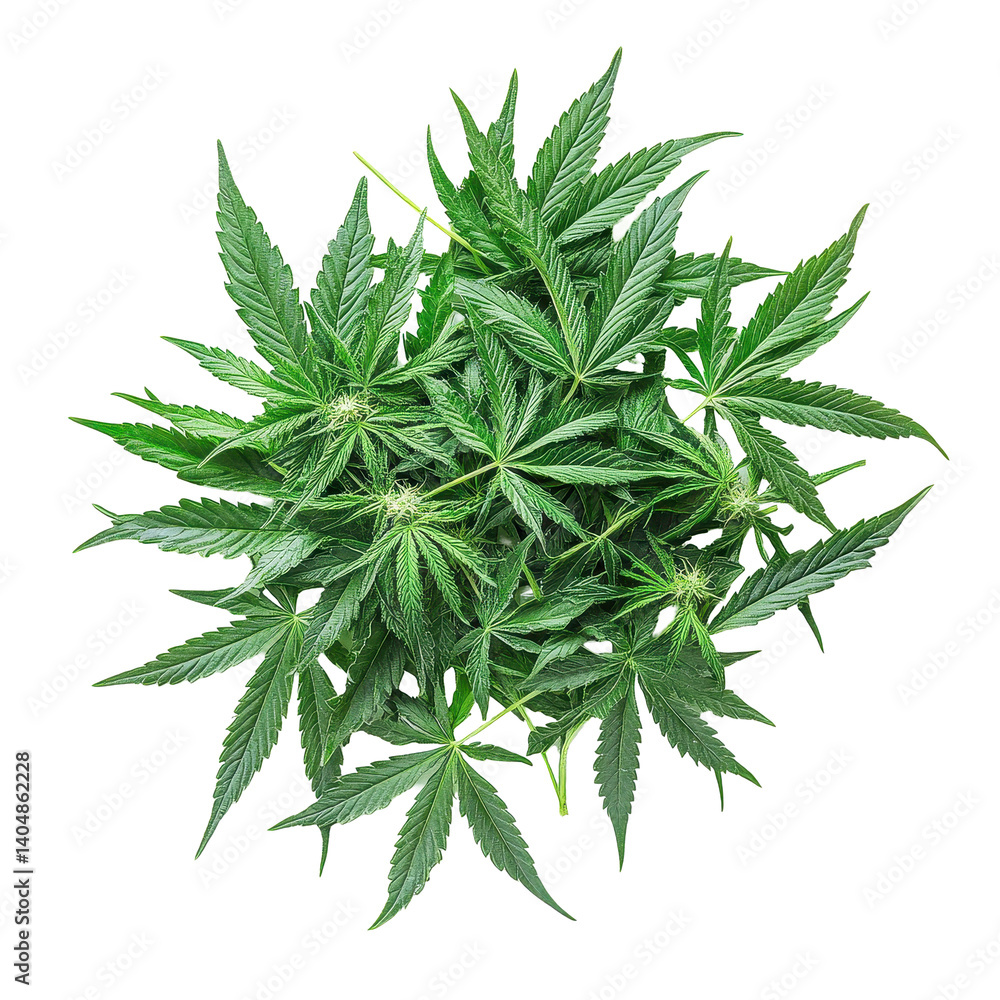 Pile of fresh marijuana leaves on a Transparent background showcasing ...
