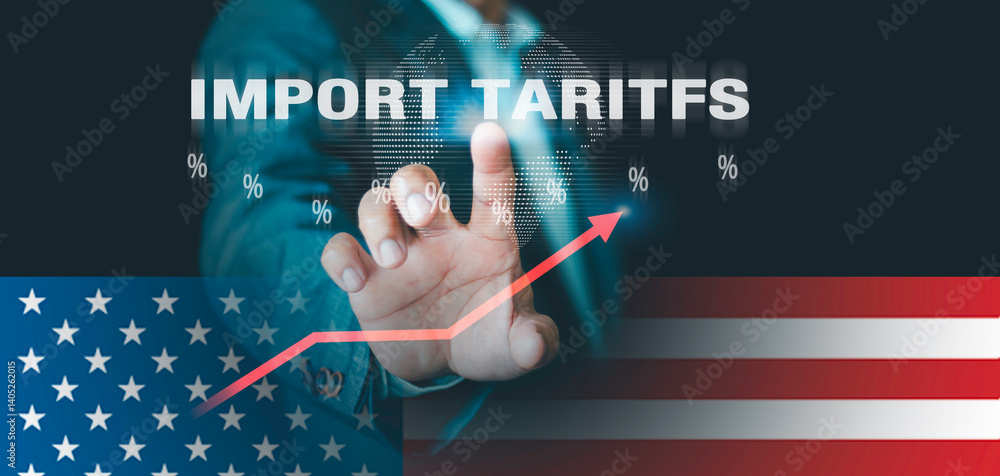 Import Tariffs Concept. AI Tech War, semiconductor industrial ...