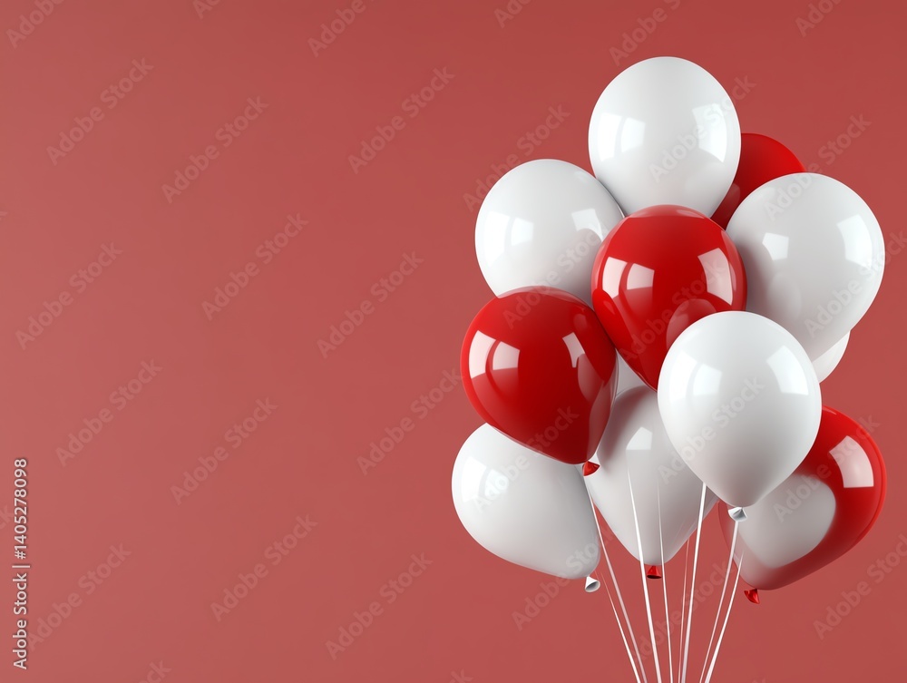 Upward drift of money balloons in economic metaphor visual, red and ...