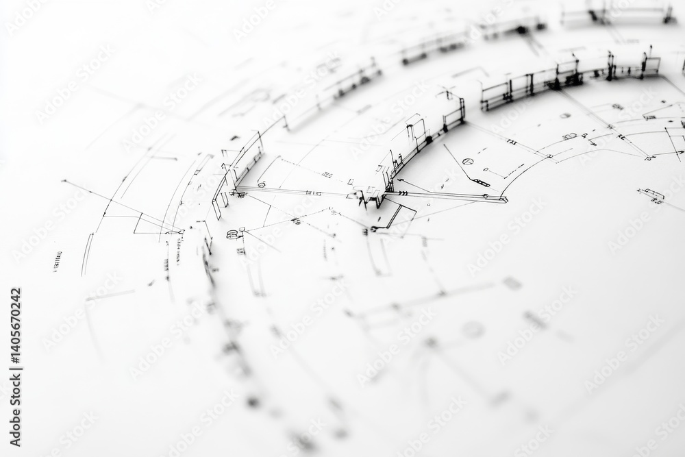 Architectural blueprints detail intricate building plans. Detailed ...