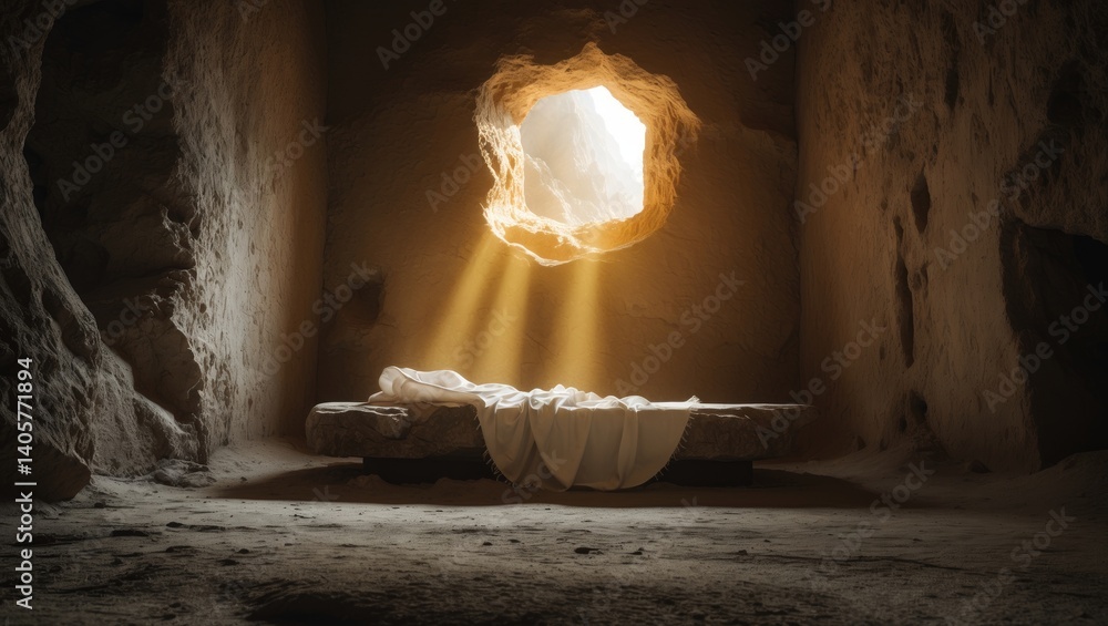 Resurrection Details in the Empty Tomb with a Surrealism Background ...