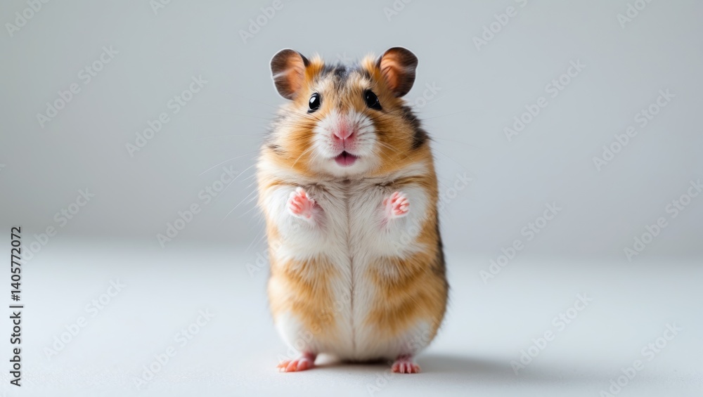 Hamster upright on its hind legs against a plain background Stock Photo ...