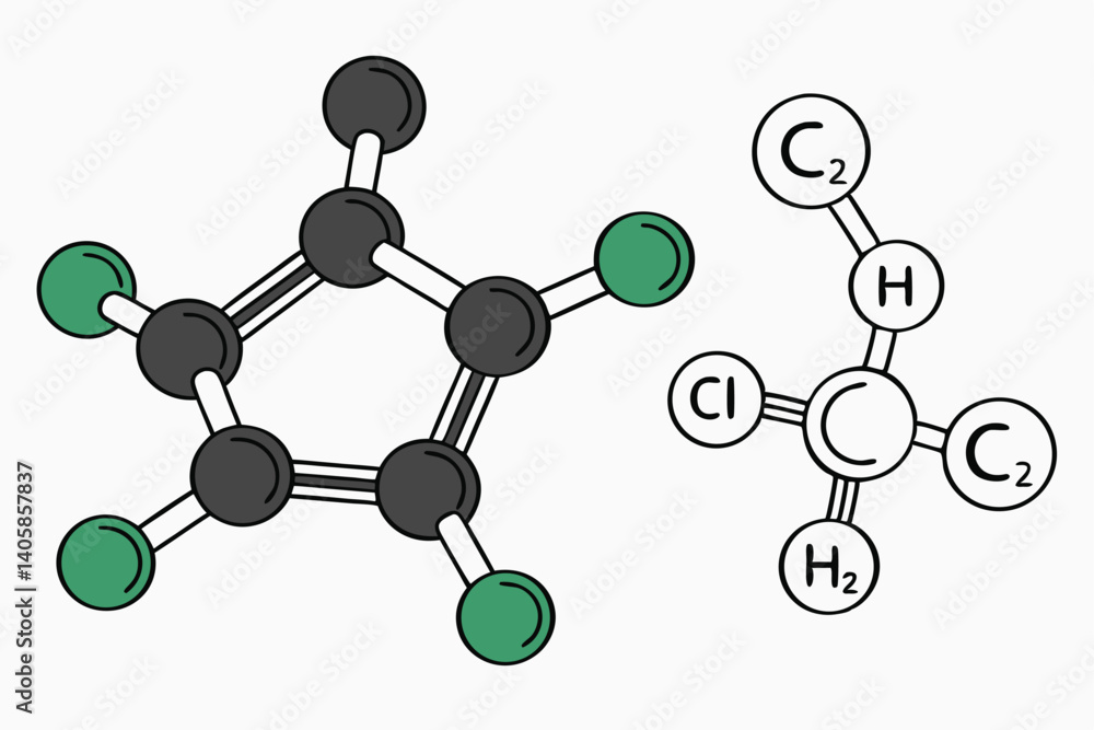 23 Molecular structure, 3D model, chloroform molecule, carbon ...