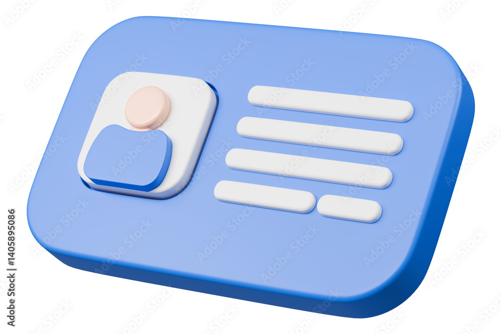 3d Driver license, id card, plastic card, badge icon. Minimal Driver ...