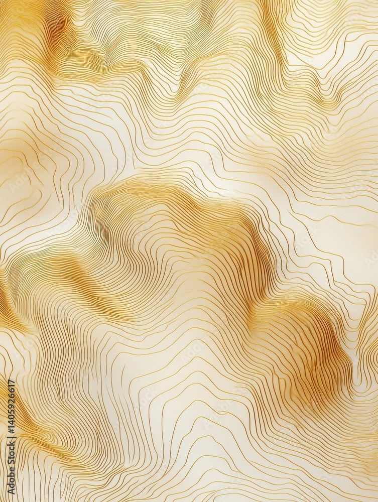 Luxury gold abstract line art background vector. Mountain topographic map background with golden ...
