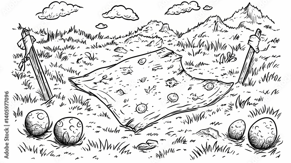 An easter-themed treasure map leading to hidden eggs, coloring page for ...
