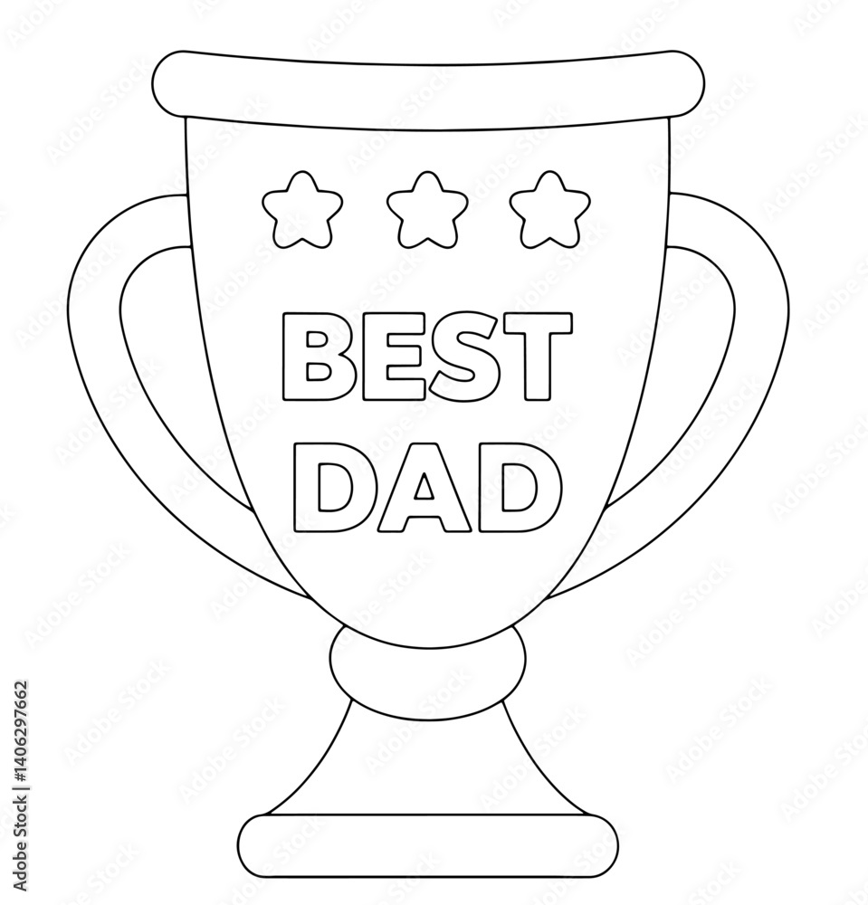 Father’s Day Coloring Page with Trophy Saying Best Dad for Kids Gift ...
