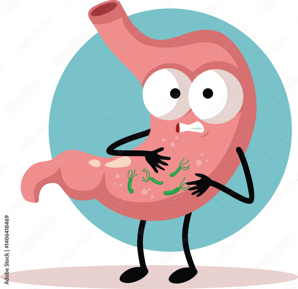 Stomach with Helicobacter Pylori Bacteria Vector Character. disease in ...