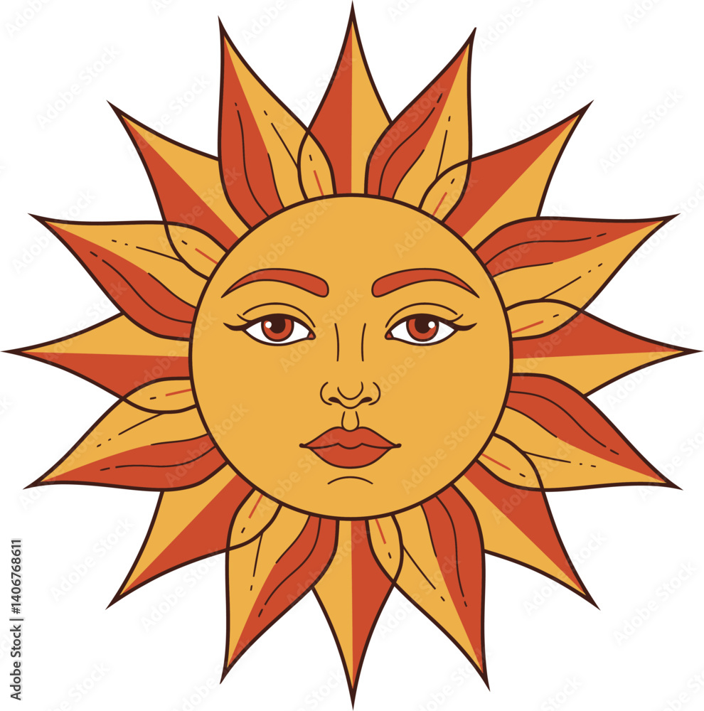 Sinhala and Tamil New Year Sun with Human Face Illustration with ...