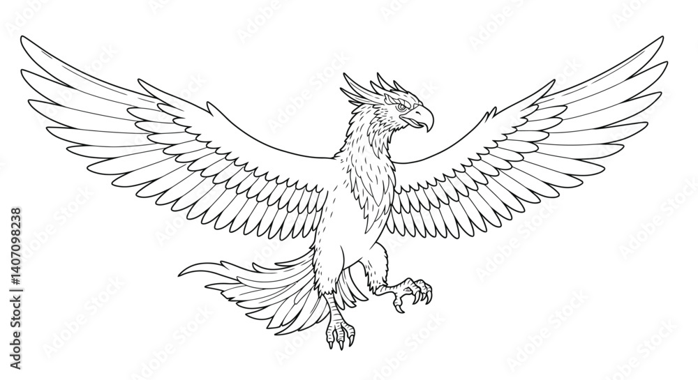 Legendary Peng Giant Bird Coloring Page Chinese Folklore Kun ...
