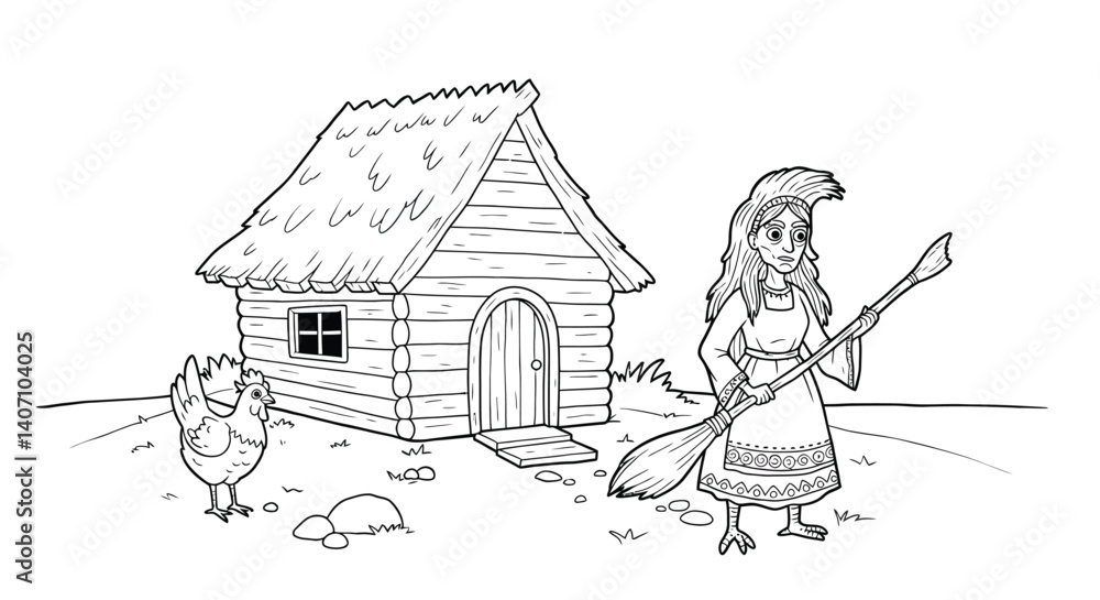 Stock-Vektorgrafik „Gentle Baba Yaga Slavic Folklore Witch and Magic ...