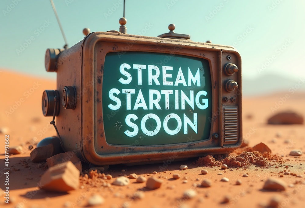 Retro TV Broadcast: A vintage television set displays the message ...