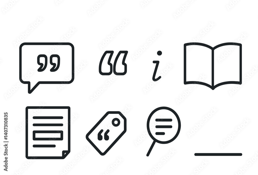outline vector icons of book reviews: rating stars, comment bubble ...