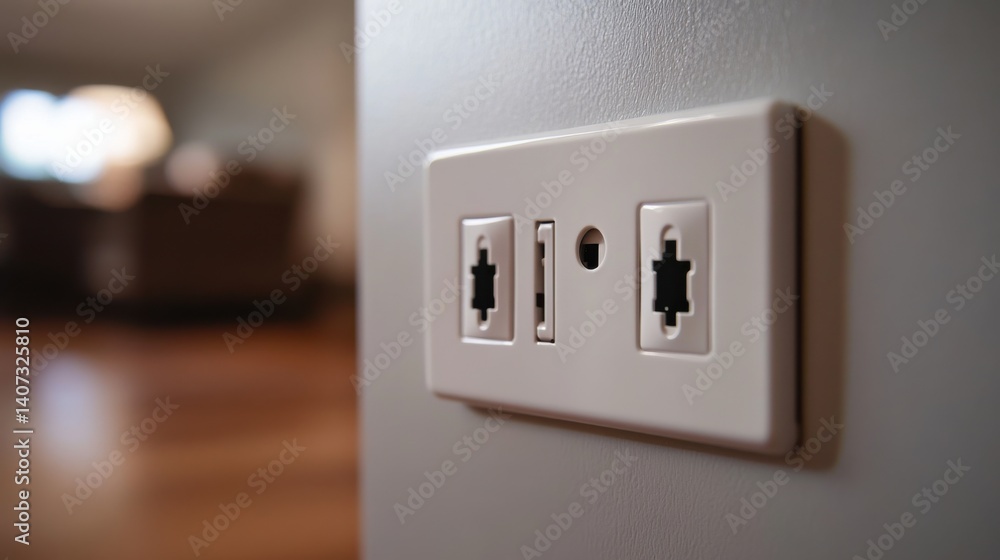 Electrician installing new electrical outlets in a living room ...