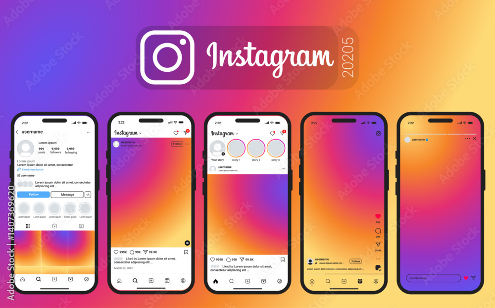 Instagram post story reels mockup template with updated 2025 grid size ...