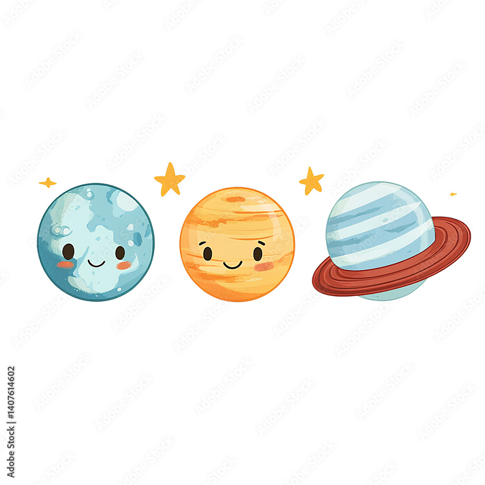 Cartoon Planets Clipart Set vector illustration of the solar system on ...