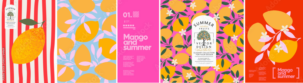 เวกเตอร์ Stock Mango. Summer fruits. Vector modern stylish illustration ...