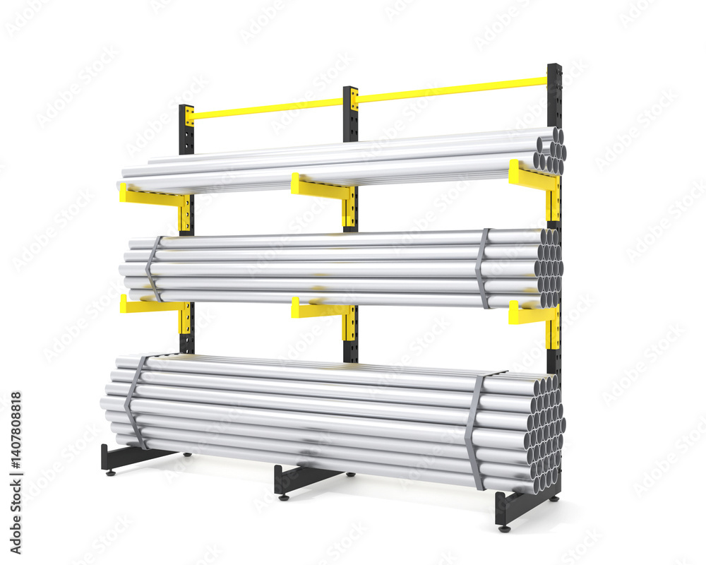 3D cantilever Racking shelf for steel products. Industrial Warehouse ...