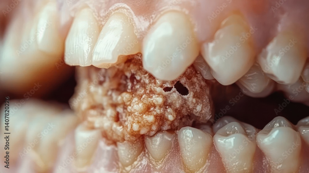 Close-up of Dental Surgery Suture After Tooth Extraction and Temporary ...