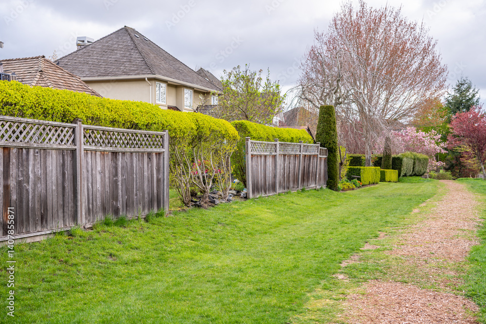 Fence built from wood in Vancouver, Canada, North America. Outdoor ...