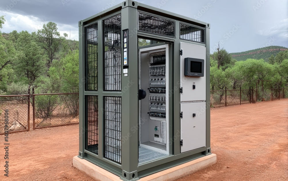 Ilustrace Green hydrogen fuel cell system installed at off-grid ...