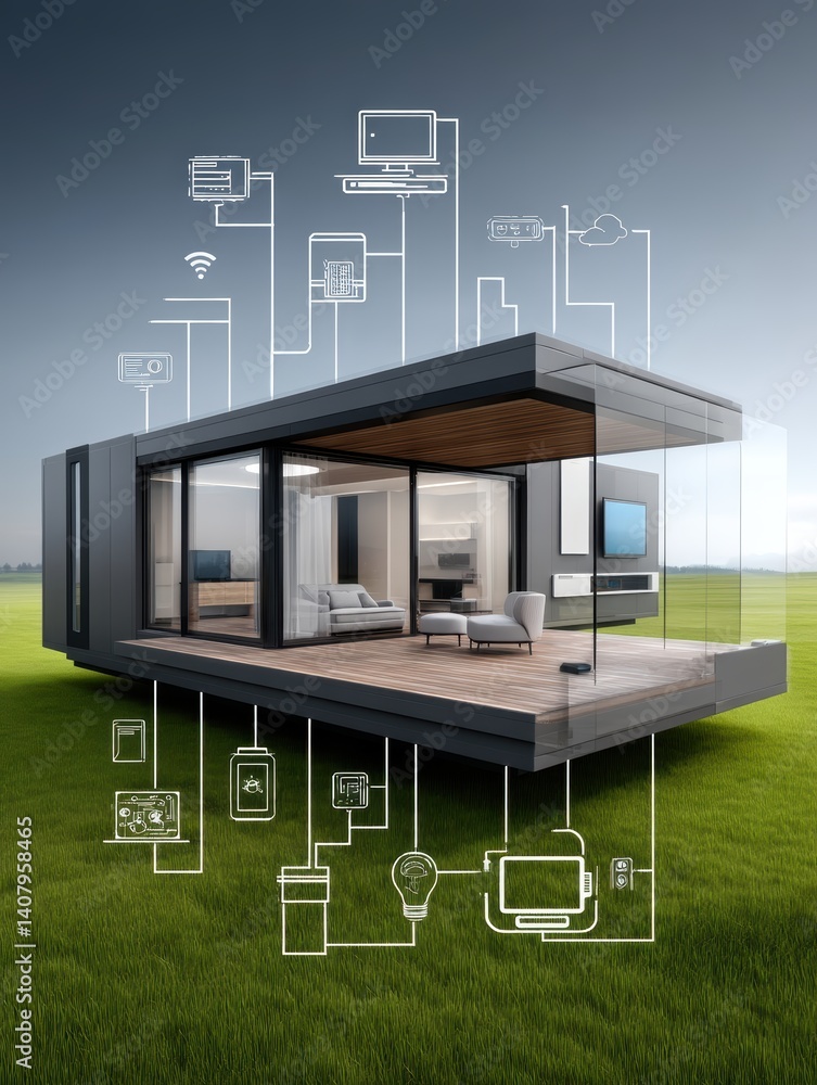 Modular green building with solar-integrated glass, rainwater ...