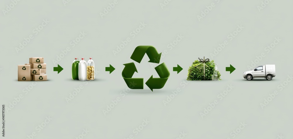 Infographic showing lifecycle of a green online purchase order, eco ...