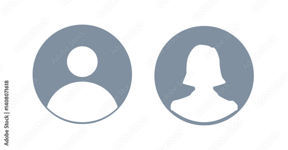 profile default icon set, male and female user symbol set, user account ...