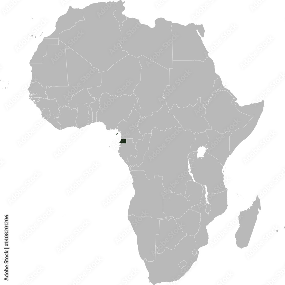 Detailed national location map of EQUATORIAL GUINEA within the great ...