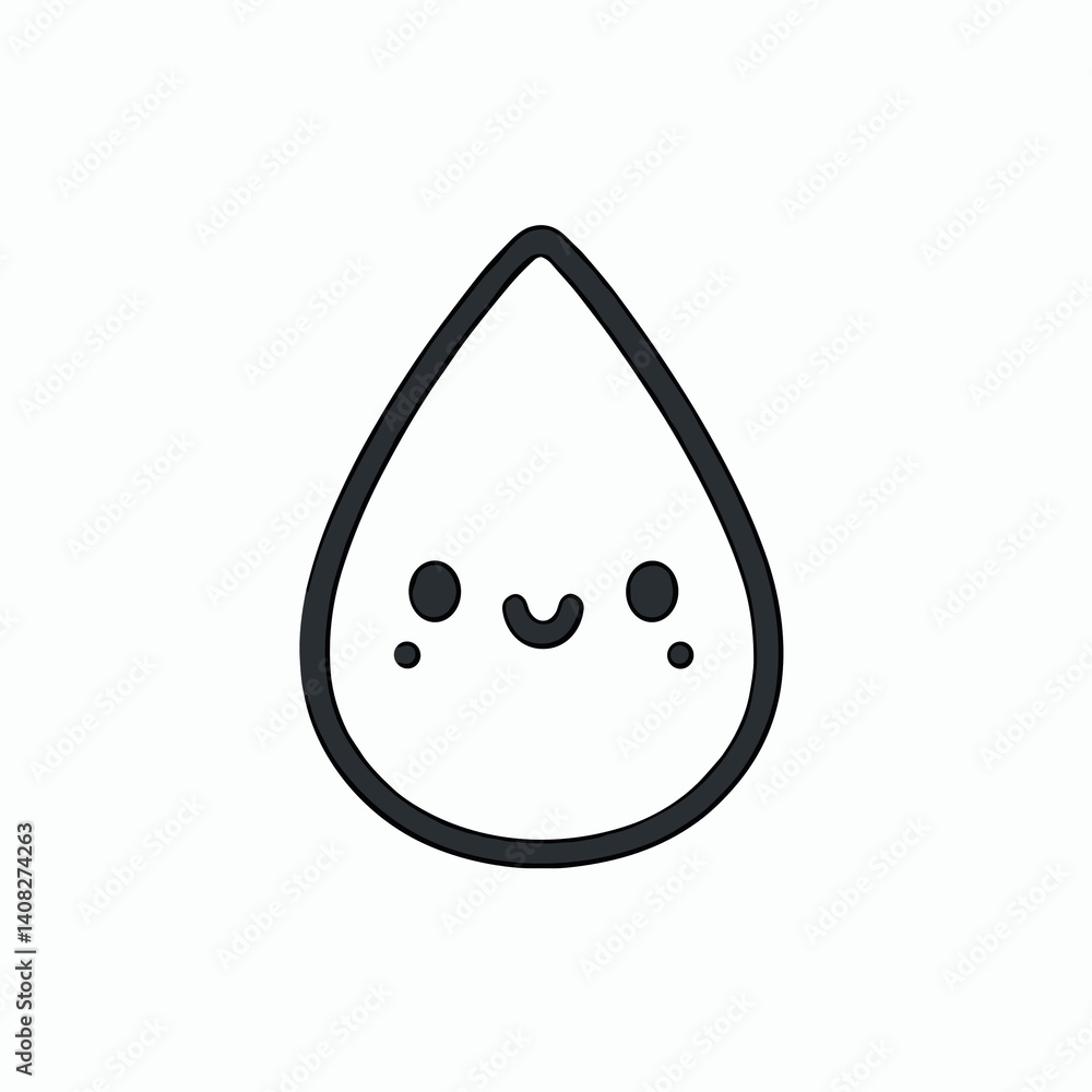 Cute cartoon water droplet character on a plain background Stock ...