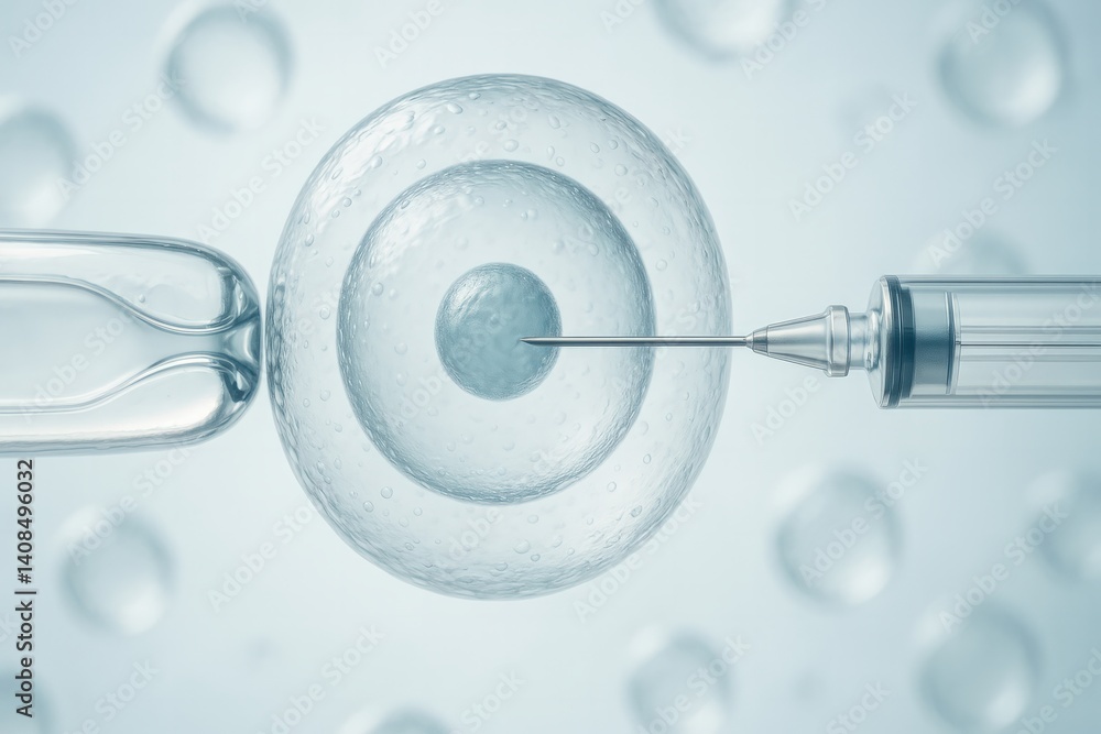 IVF process: artificial fertilization under microscope. Macro image ...