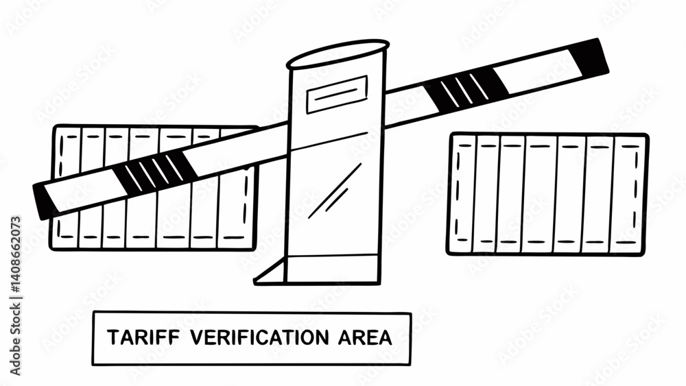 Tariff Verification Area: A detailed monochrome line art illustration ...